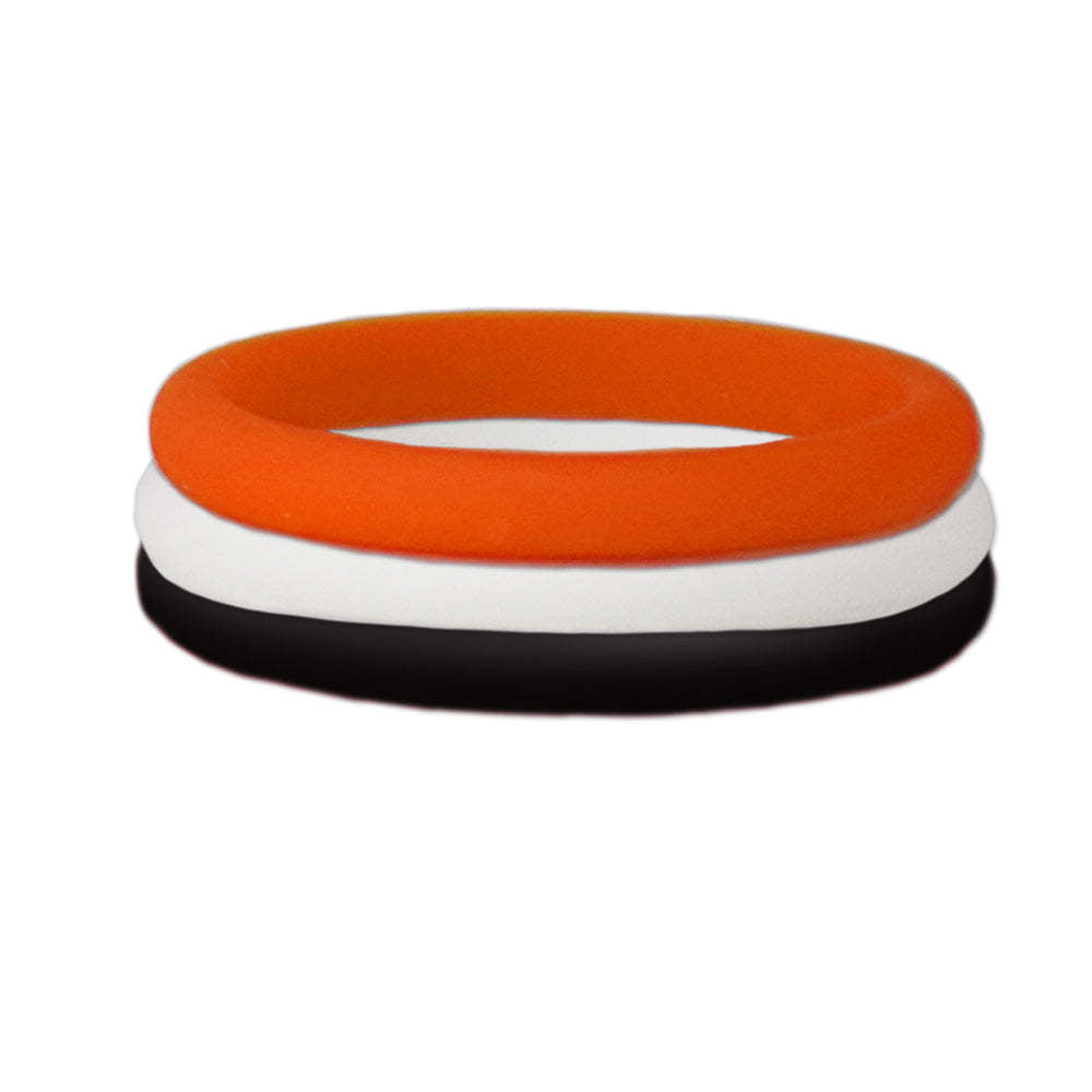 Black, Orange and White - Stackable Silicone Ring – Fan Frenzy Gifts