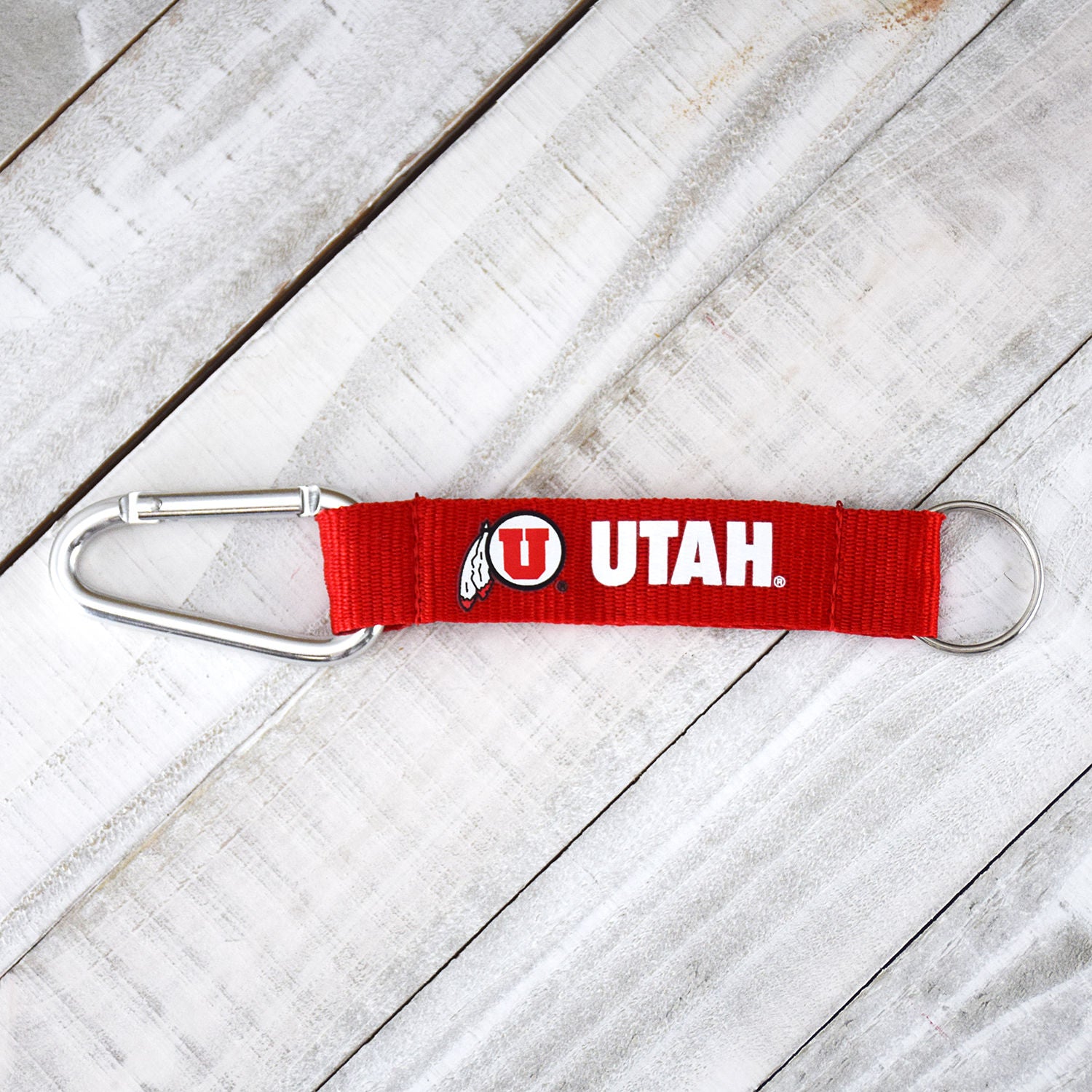 Utah Utes Red Keytag Carabiner Lanyard by Fan Frenzy Gifts